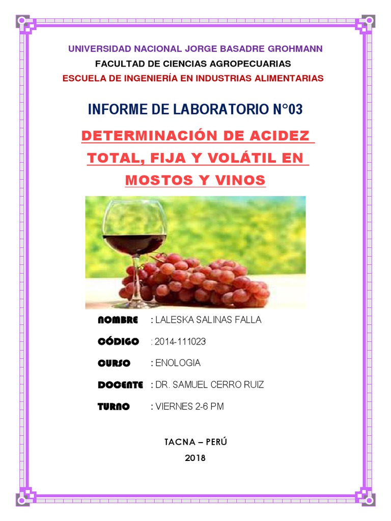 Determinación de Acidez Total, Fija y Volátil en Mostos y Vinos | PDF ...