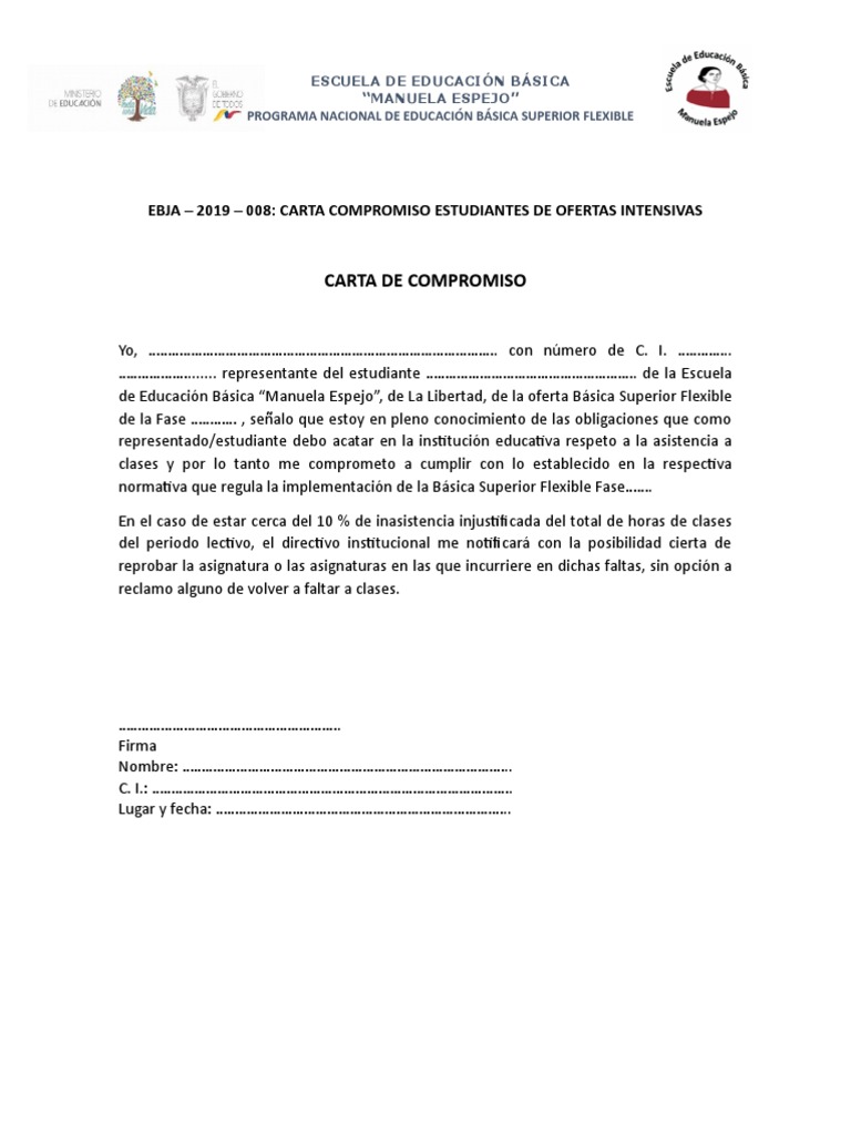 Carta de Compromiso Por Asistencia | PDF
