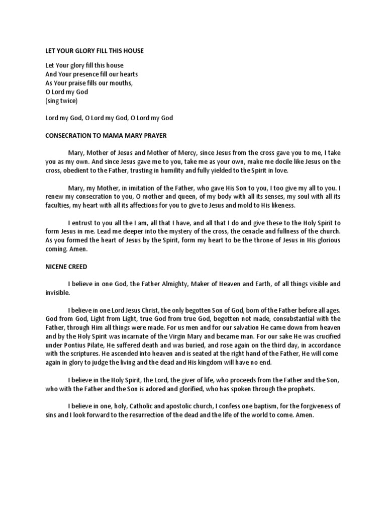 Consecration CFC | PDF | God The Father | Lord's Prayer