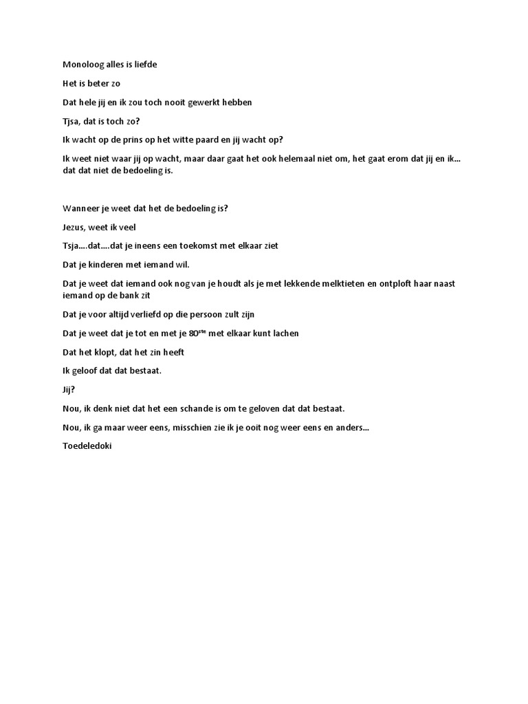 Alles Is Liefde Monoloog | PDF