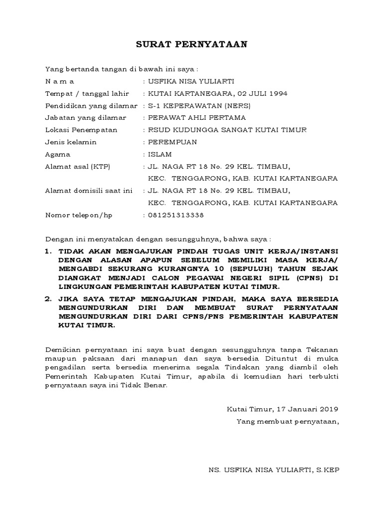 Surat Pernyataan 2 | PDF