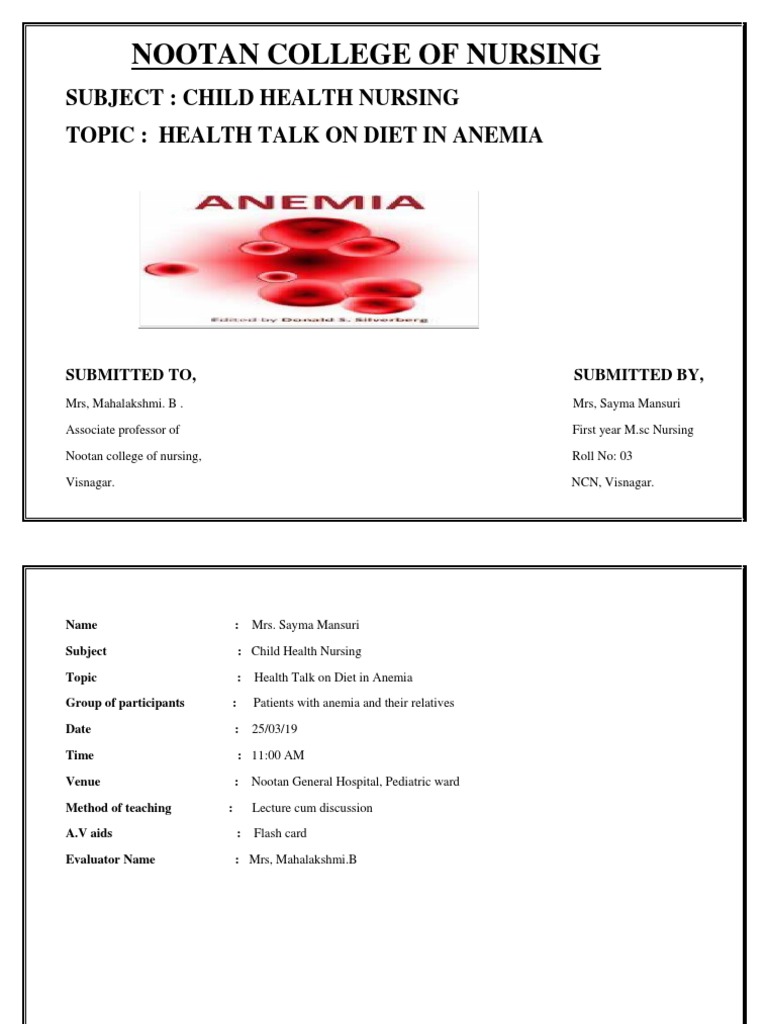 Health Talk in Anemia | PDF | Anemia | Foods