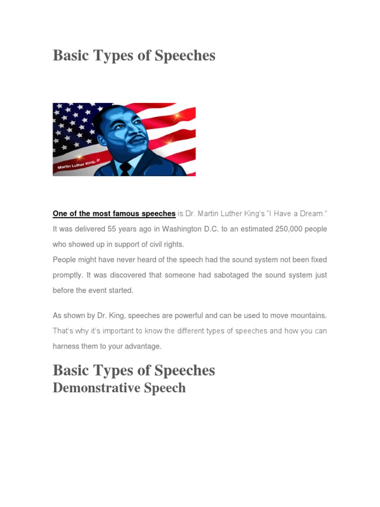 Types of Speeches Explained | PDF | Public Speaking | Motivation