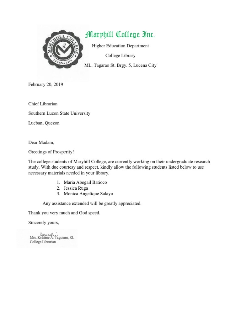 Library Letter | PDF