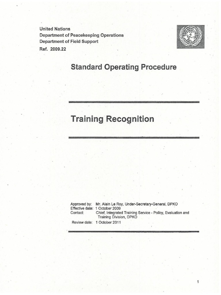 SOP Training Recognition | PDF