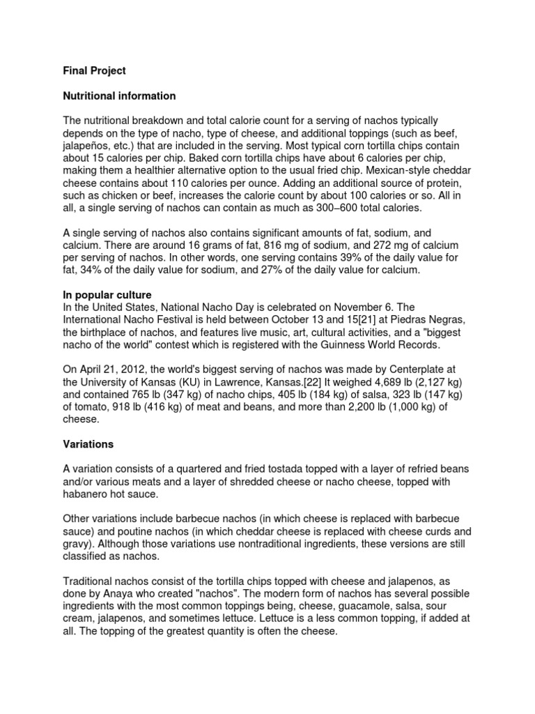 FInalProject Nachos | Download Free PDF | Foods | North American Cuisine