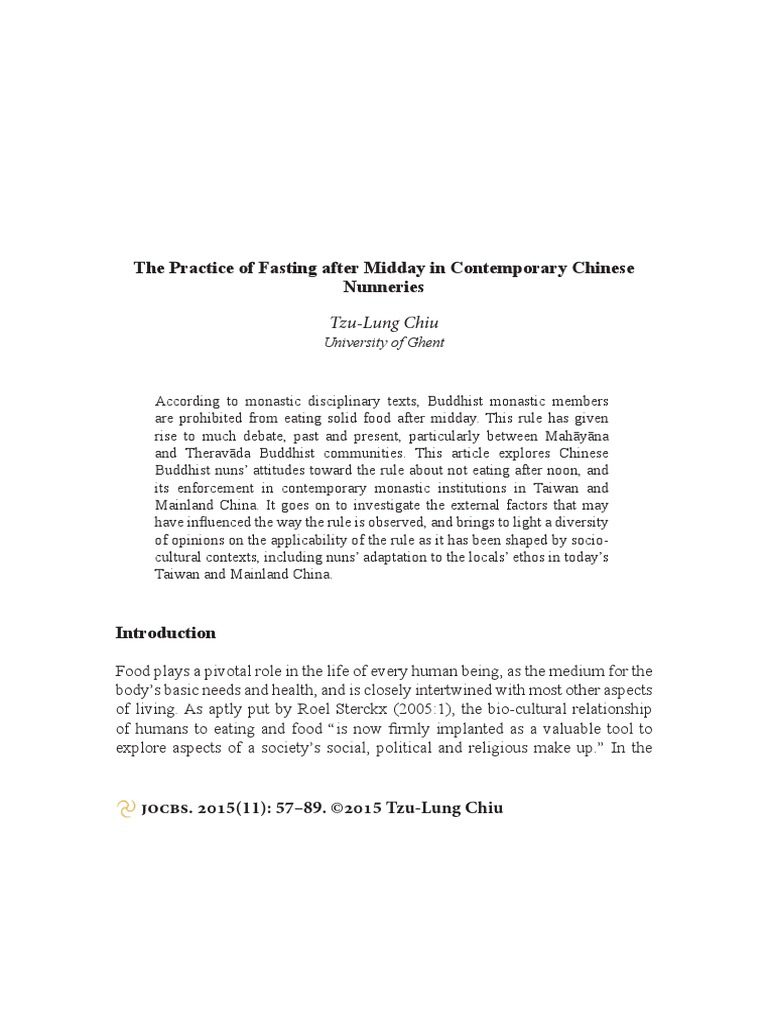 Fasting in Chinese Tradition | PDF | Monastery | Monasticism