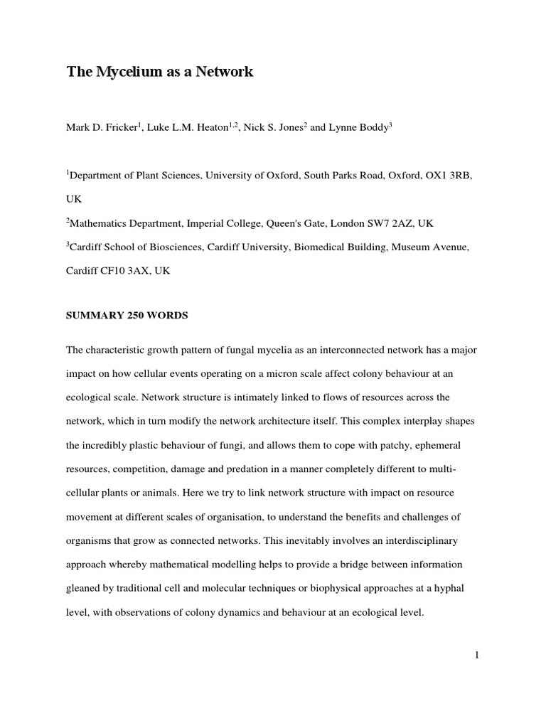 Fungal Mycelium Network Dynamics | PDF | Fungus | Cell Membrane