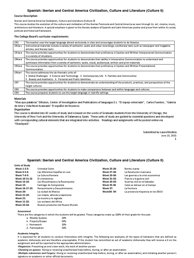 Hispanic Culture Curriculum | PDF | Spain | Academic Dishonesty