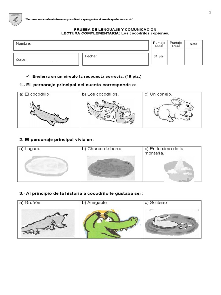 Cocodrilos Copiones Prueba | PDF