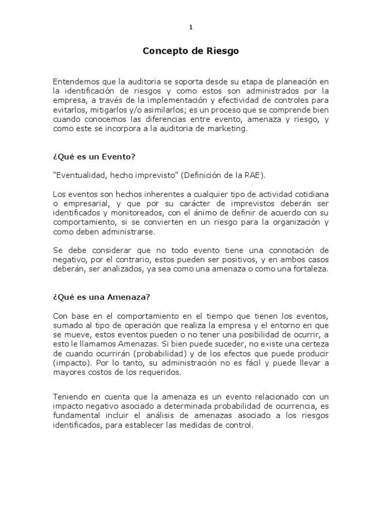 Amenazas.... Concepto de Riesgo | PDF | Riesgo | Probabilidad