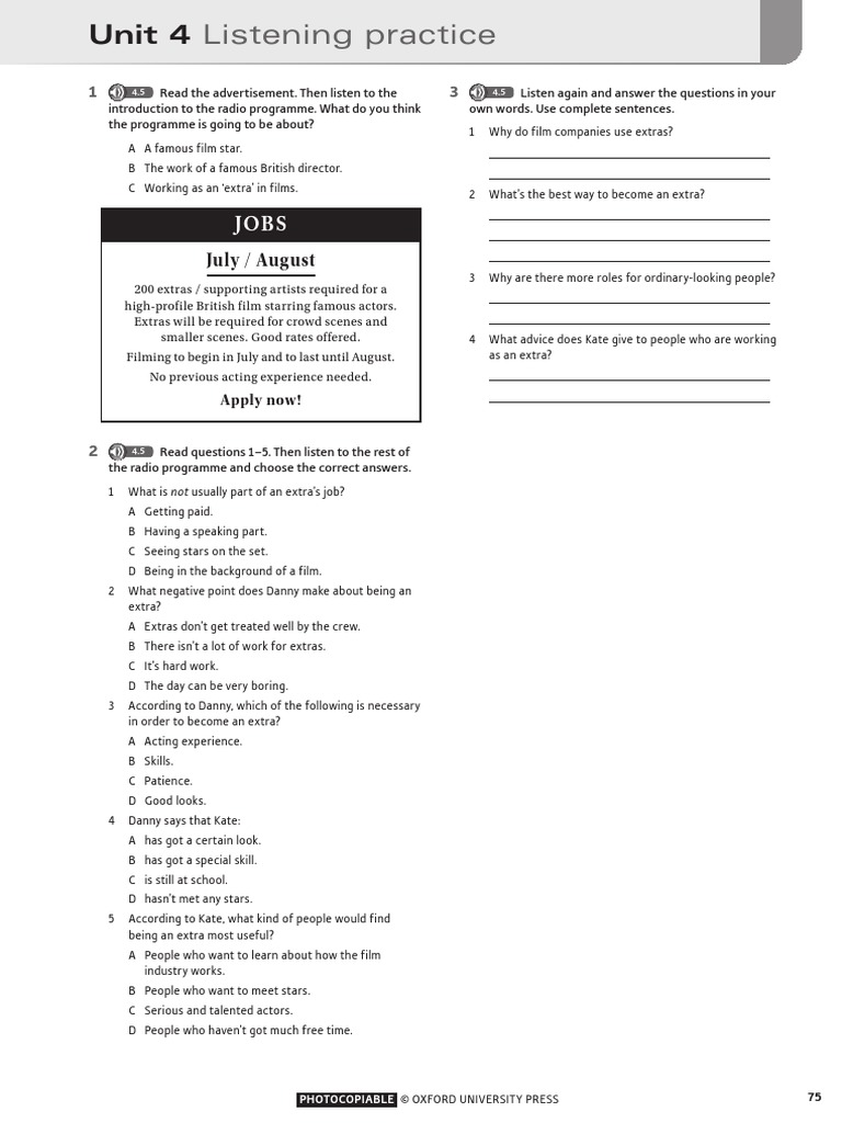 Listening Unit 4 | PDF