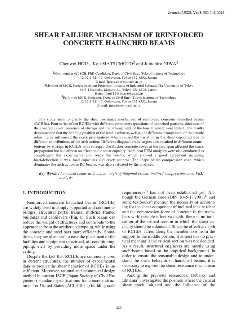 Shear Failure Mechanism of Reinforced Concrete Haunched Beams | PDF ...