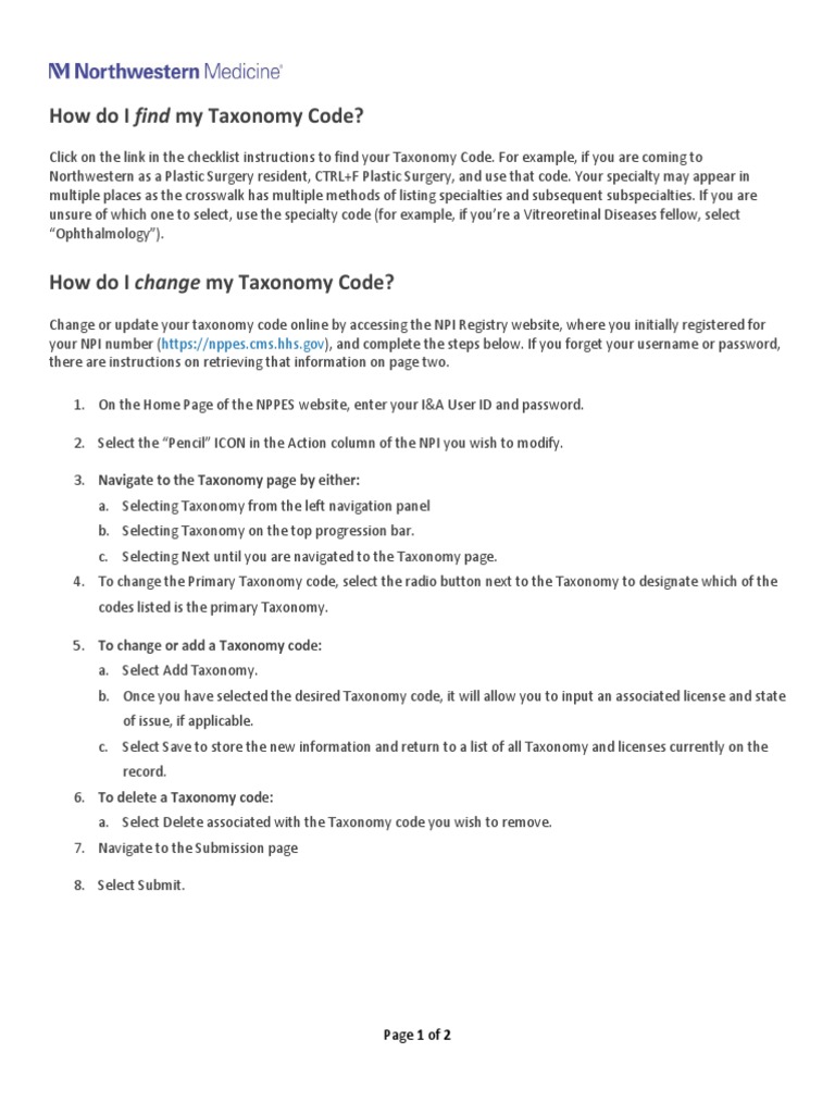 Find and Change Your Taxonomy Code | PDF | Password | User (Computing)