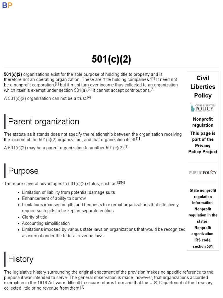 501C Law | PDF | 501(C) Organization | Nonprofit Organization