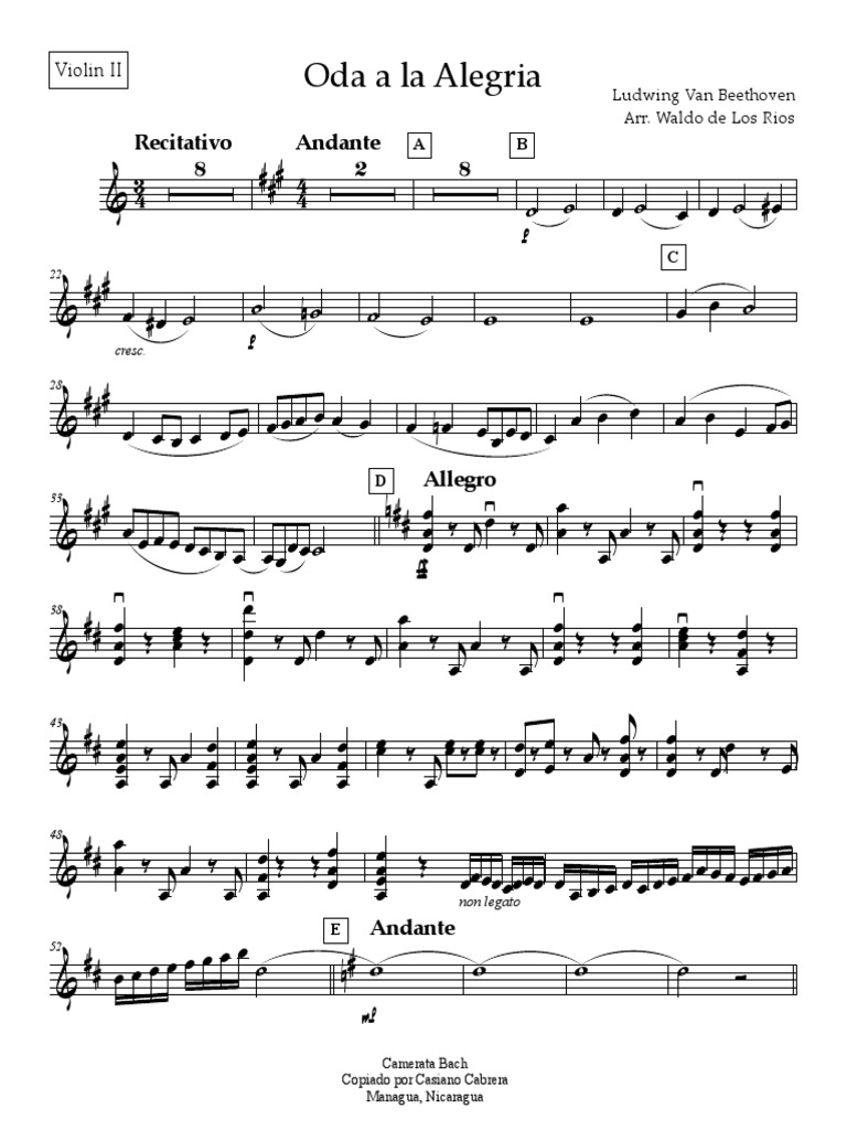 Oda A La Alegria - Violin II | PDF