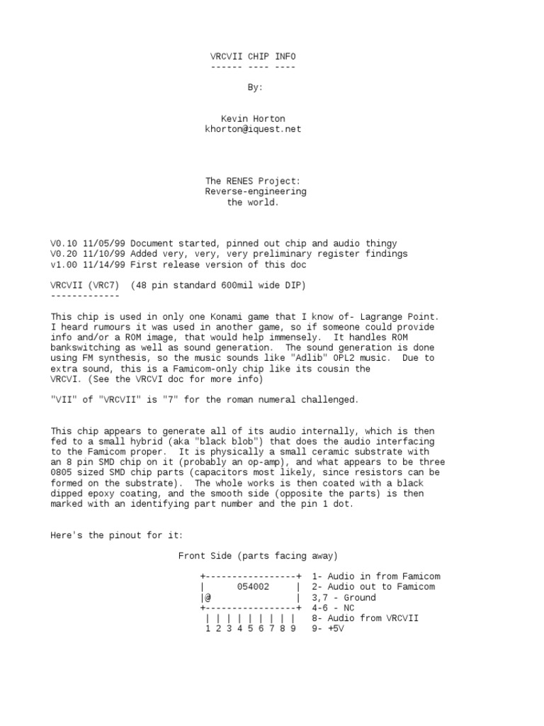 VRC7 Technical Documentation | PDF | Computer Engineering | Electronic ...