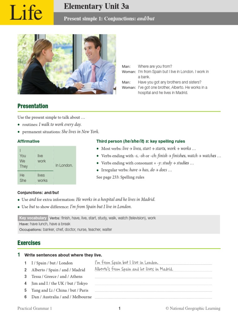 Elementary Unit 3a | Download Free PDF | Syntactic Relationships | Grammar