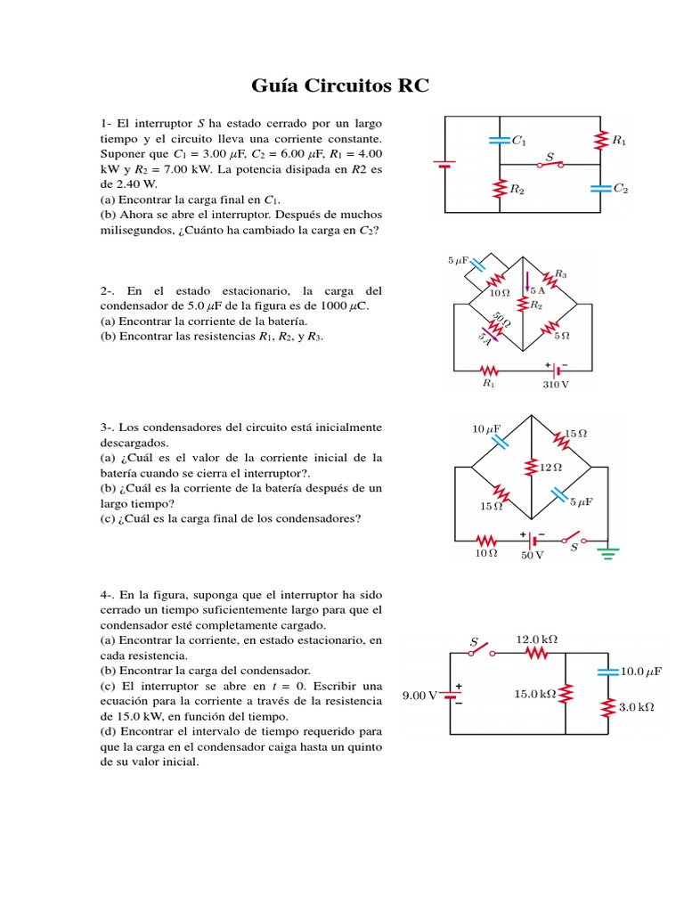 Guia Circuito RC | PDF | Condensador | Resistencia Eléctrica y Conductancia