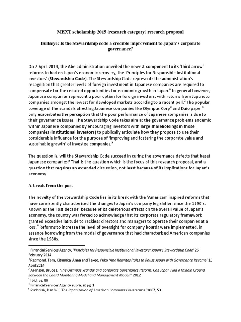 MEXT Scholarship 2015 (Research Category) Research Proposal Bullseye ...
