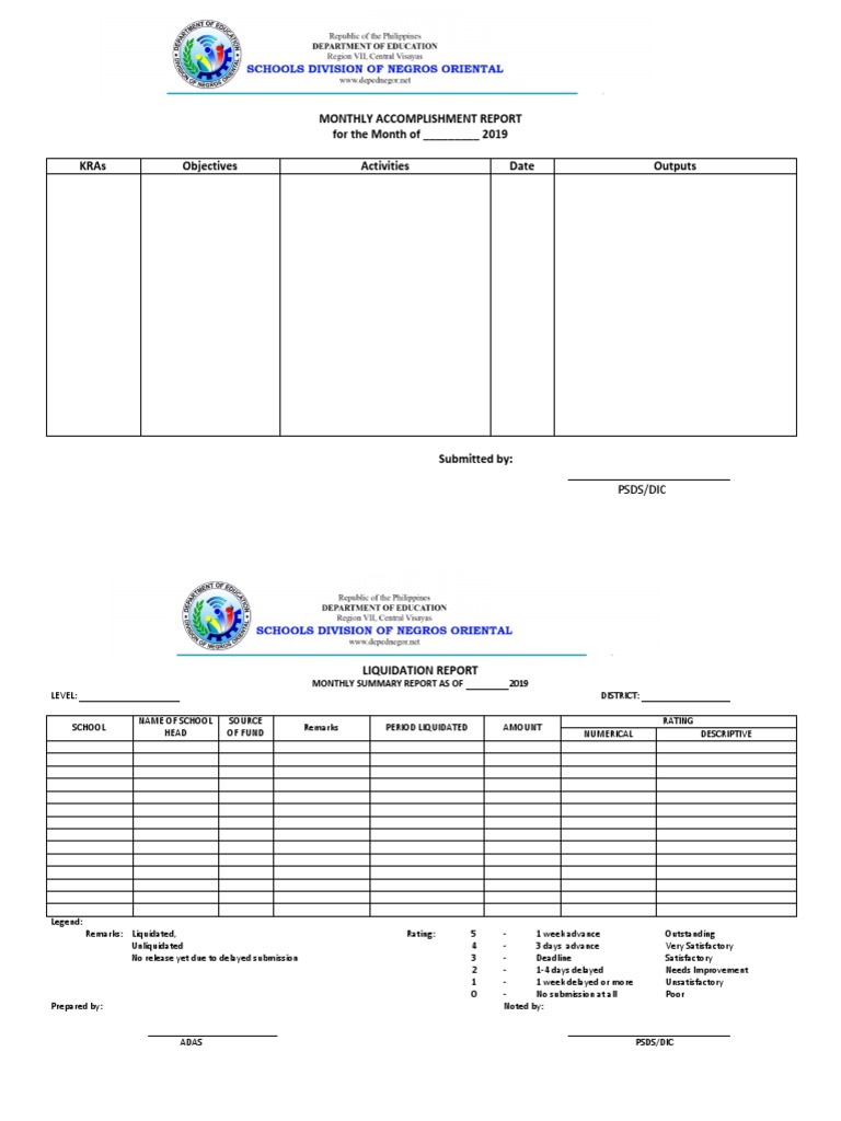 Monthly Accomplishment Report Template | PDF | Learning | Behavior ...