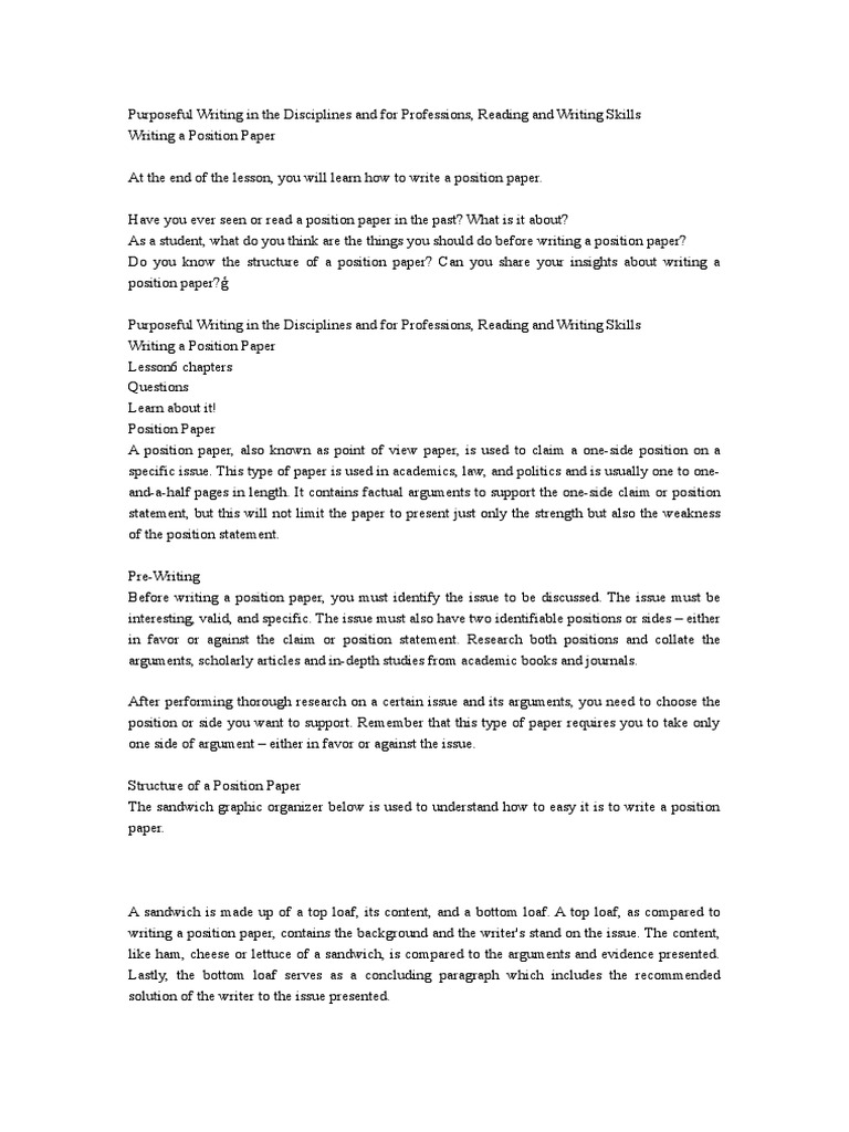 Writing a Position Paper Guide | PDF | Psychological Concepts | Learning