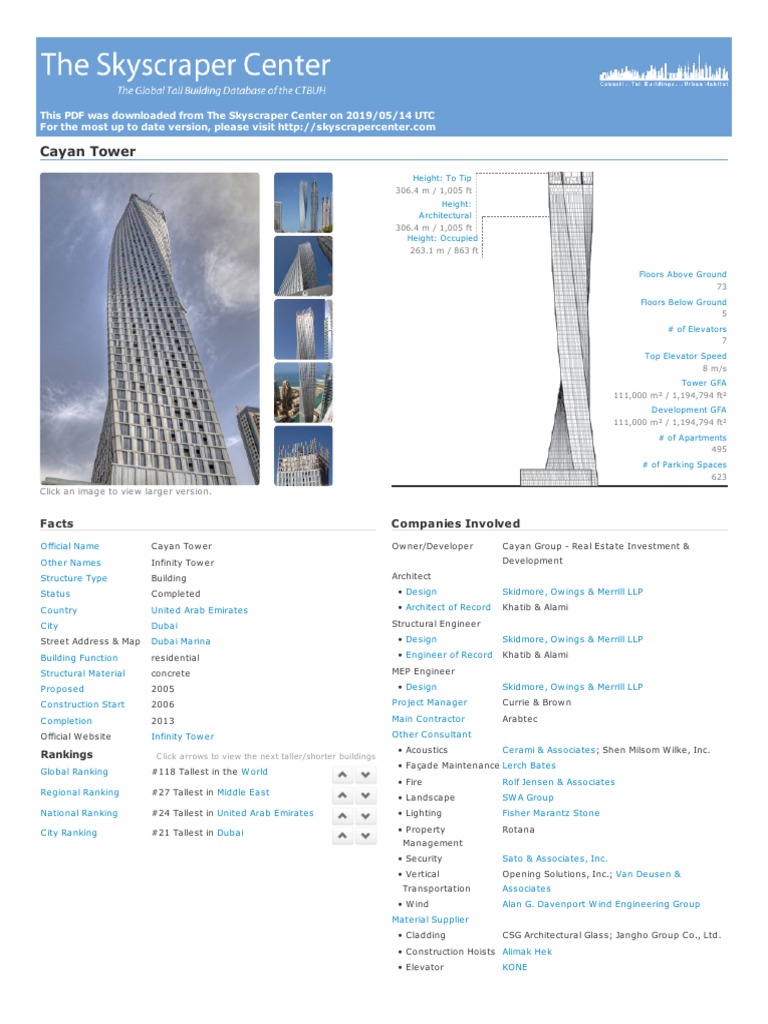 Cayan Tower: Dubai's Iconic Skyscraper | PDF | Building Technology ...