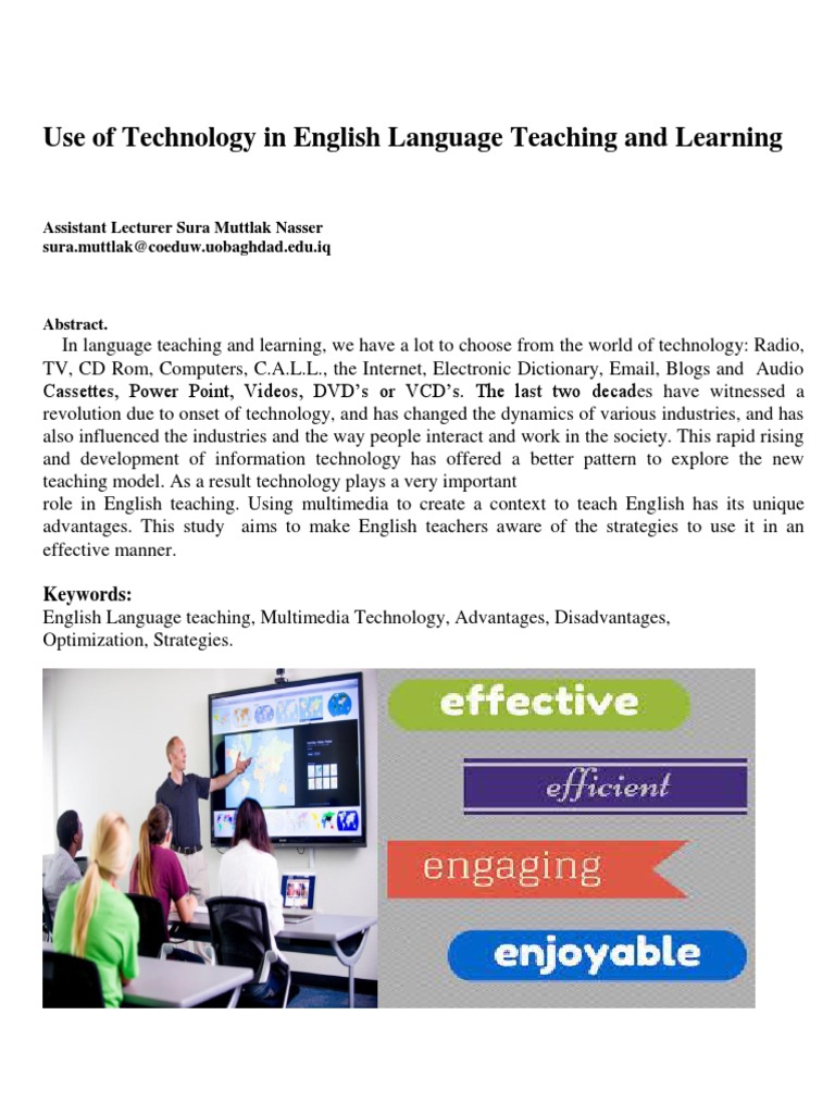 Use of Technology in English Language Teaching and Learning | PDF