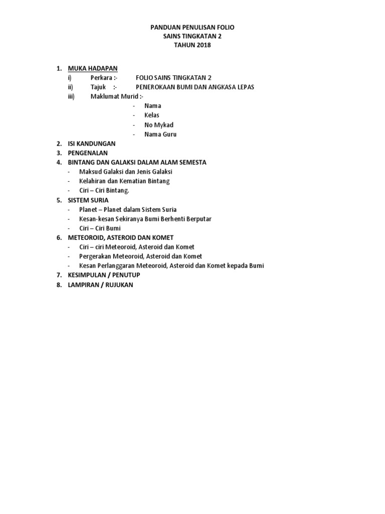 Contoh Folio Sains Tingkatan 2 Folio Sains Emilio Lind