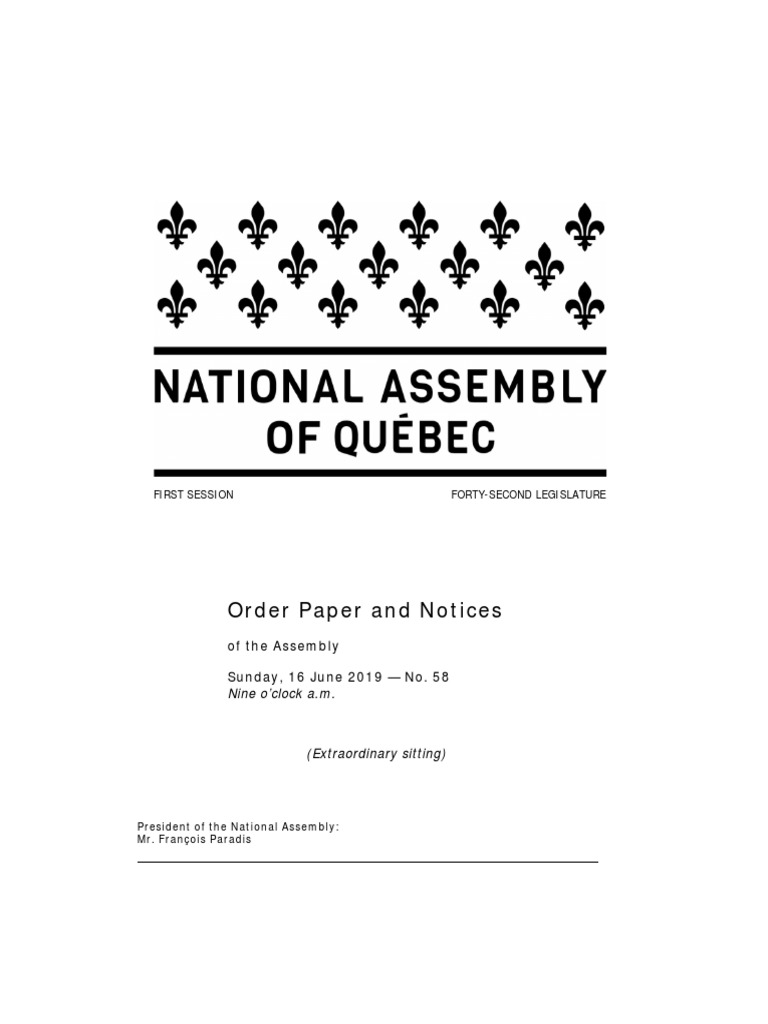 Order Paper and Notices: First Session Forty-Second Legislature | PDF ...