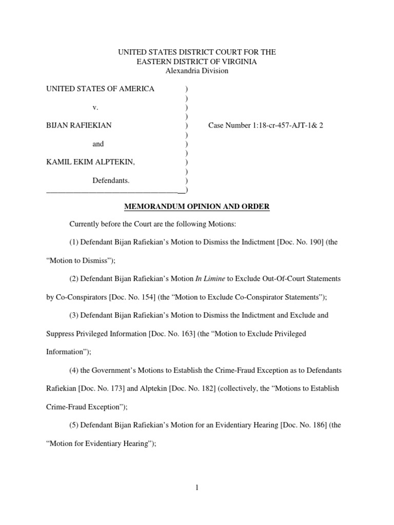 Judge Anthony Trenga Denied Kian Motion To Dismiss The Case July 9th ...