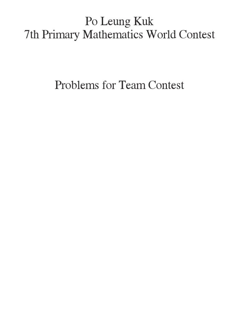 Po Leung Kuk 7th Primary Mathematics World Contest | PDF | Shape ...