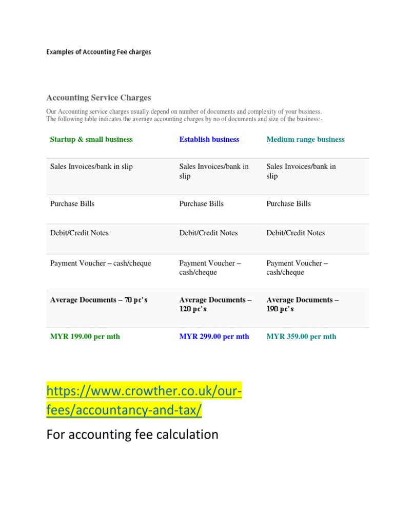 Fees/accountancy-And-Tax/: For Accounting Fee Calculation | PDF