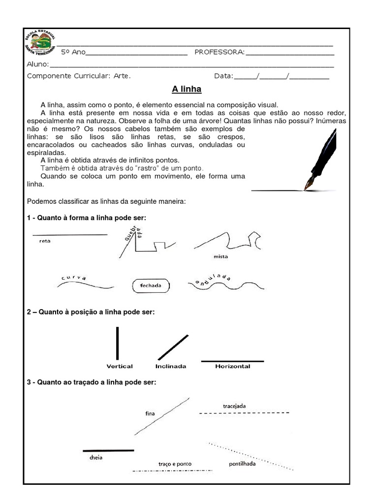Classificação e tipos de linhas | PDF | Natureza | Ensino de Matemática