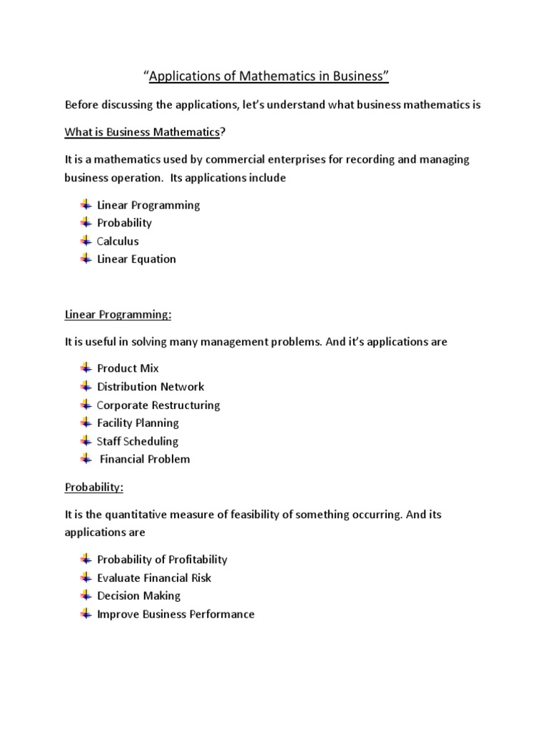 Applications of Maths in Business | PDF