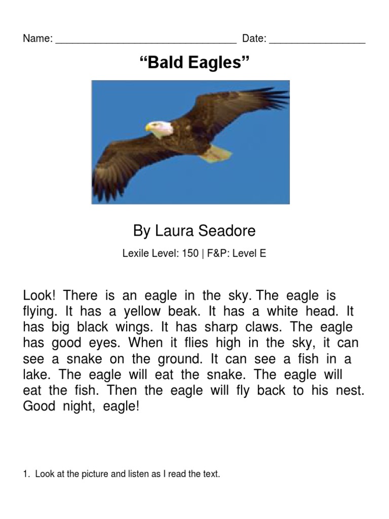 Bald Eagle Article - Common Assessment - Kindergarten | PDF