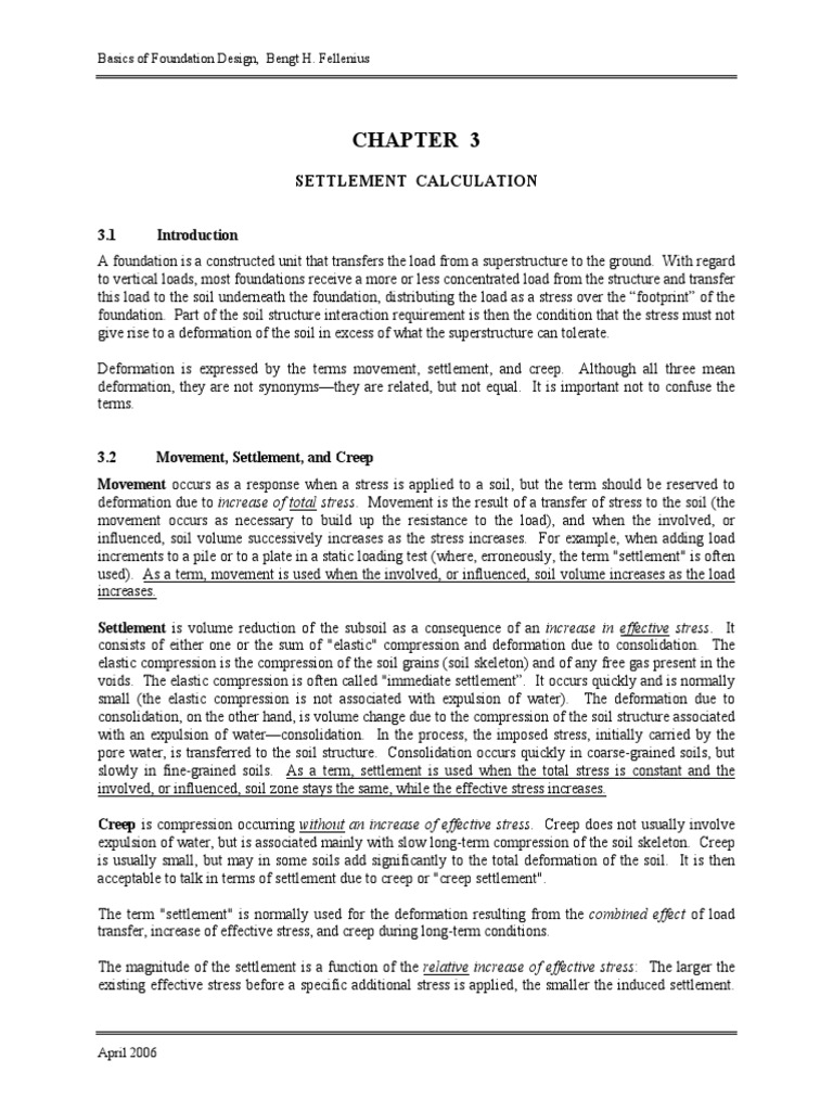 Settlement Calculation: Basics of Foundation Design, Bengt H. Fellenius ...