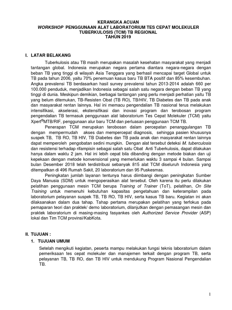 TOR Workshop TCM 2019 Jakarta (17-21 Juni 2019) | PDF