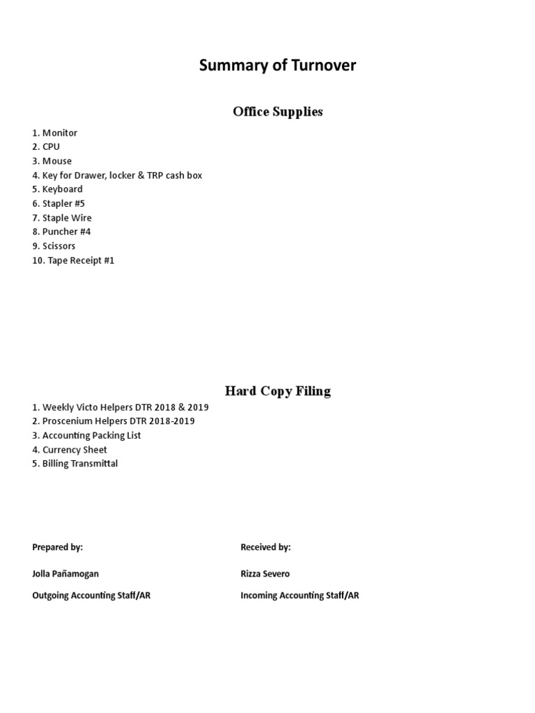 Turnover Summary and File Formats | PDF | Office Equipment | Economies