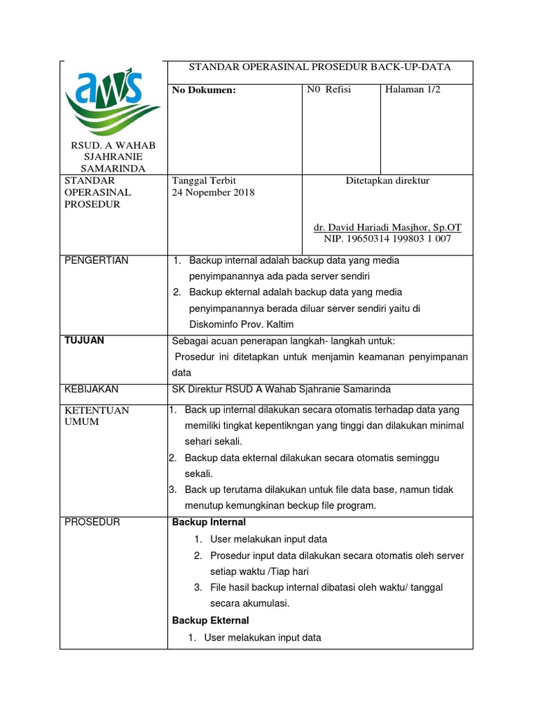 Sop Back Up Data | PDF