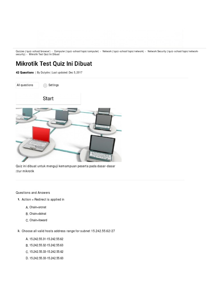 Mikrotik Test Quiz Ini Dibuat - ProProfs Quiz | PDF | Ip Address ...