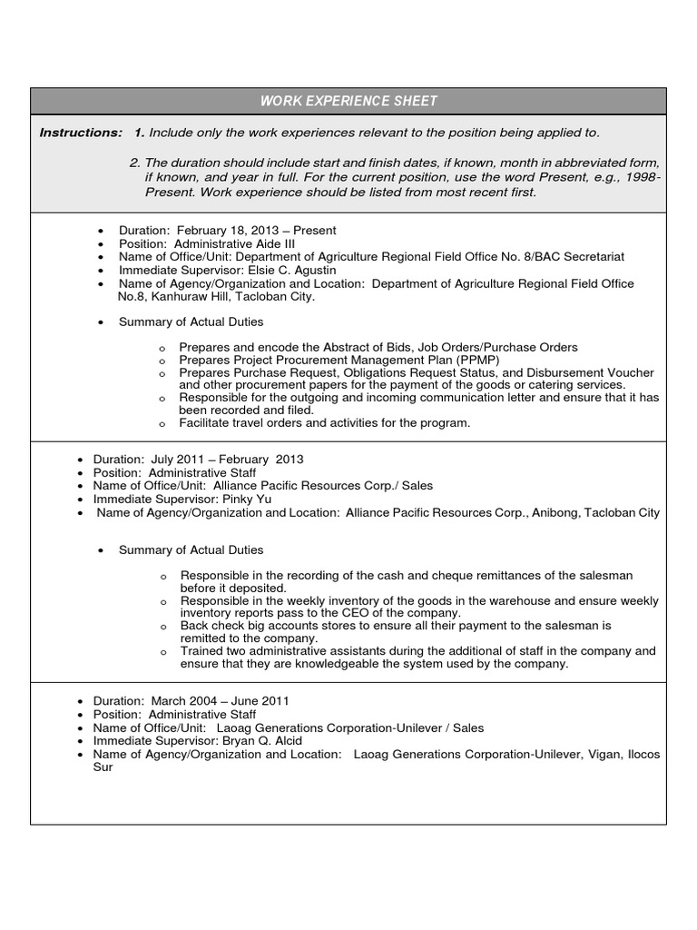 A Comprehensive Summary of Work Experience Demonstrating Over 15 Years ...