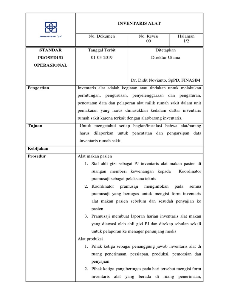 SOP Inventaris Alat | PDF