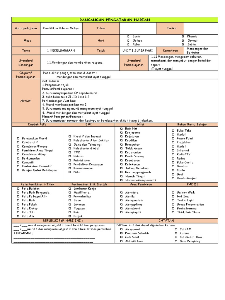 RPH BM Tahun 3 | PDF