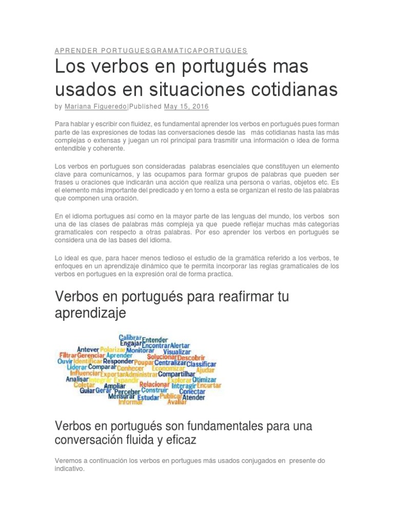 Aprender Portugues Gramatica Portugues Pdf Lengua Portuguesa Verbo