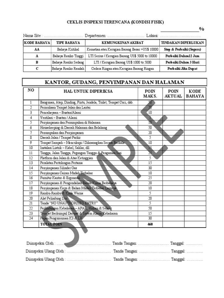 Format Inspeksi | PDF