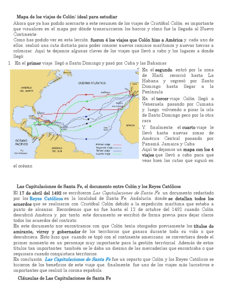 Mapa de Los Viajes de Colón | Cristobal colon