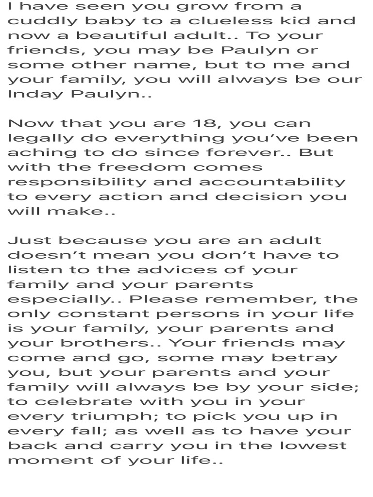 18th Birthday Message | PDF