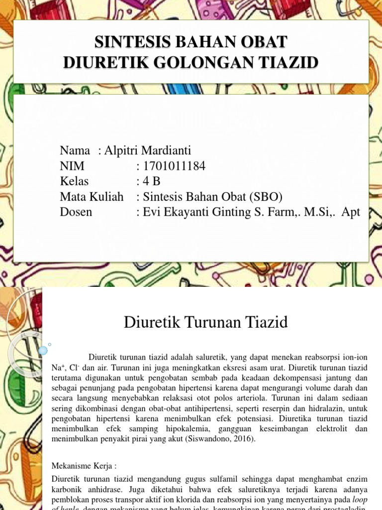 Sintesis Diuretik Tiazid dan Mekanismenya | PDF