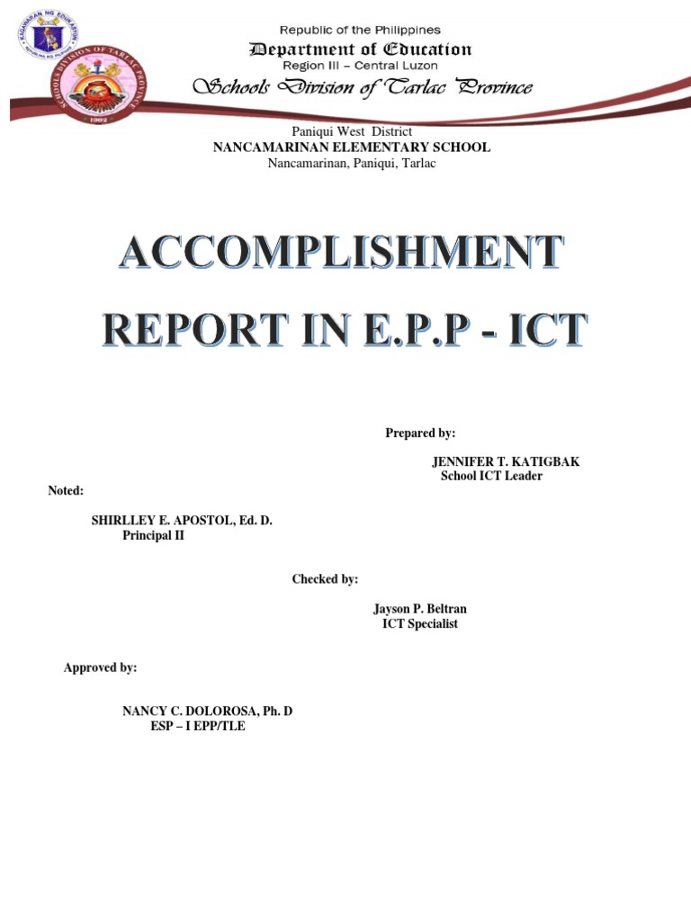 Paniqui West District ICT Accomplishment Report | PDF | Educational ...
